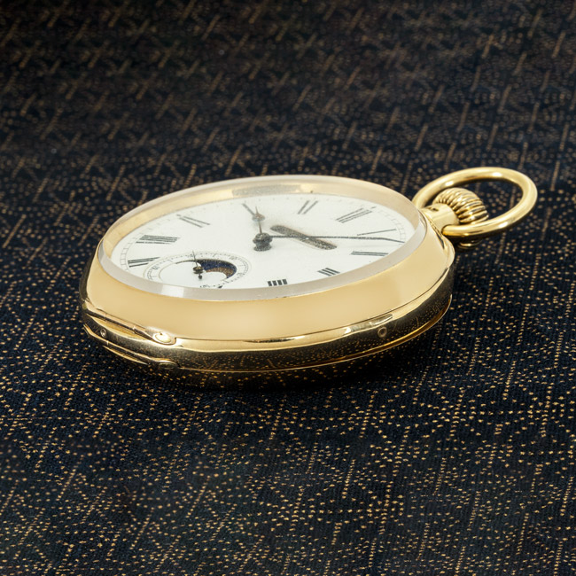 Rare Triple Calendar Moon Phase Yellow Gold Pocket Watch | WatchCentre ...
