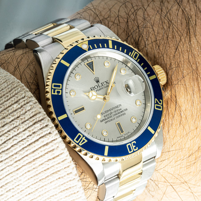 Rolex Submariner 40mm Serti Dial Steel & Yellow Gold 16613 ...