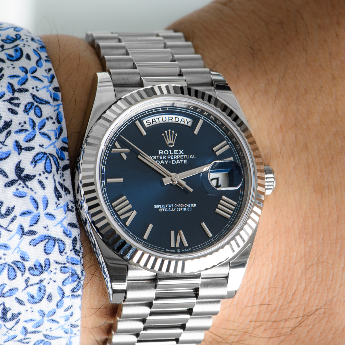 Rolex White Gold Day-Date 40 Blue Dial 228239 | Watch Centre