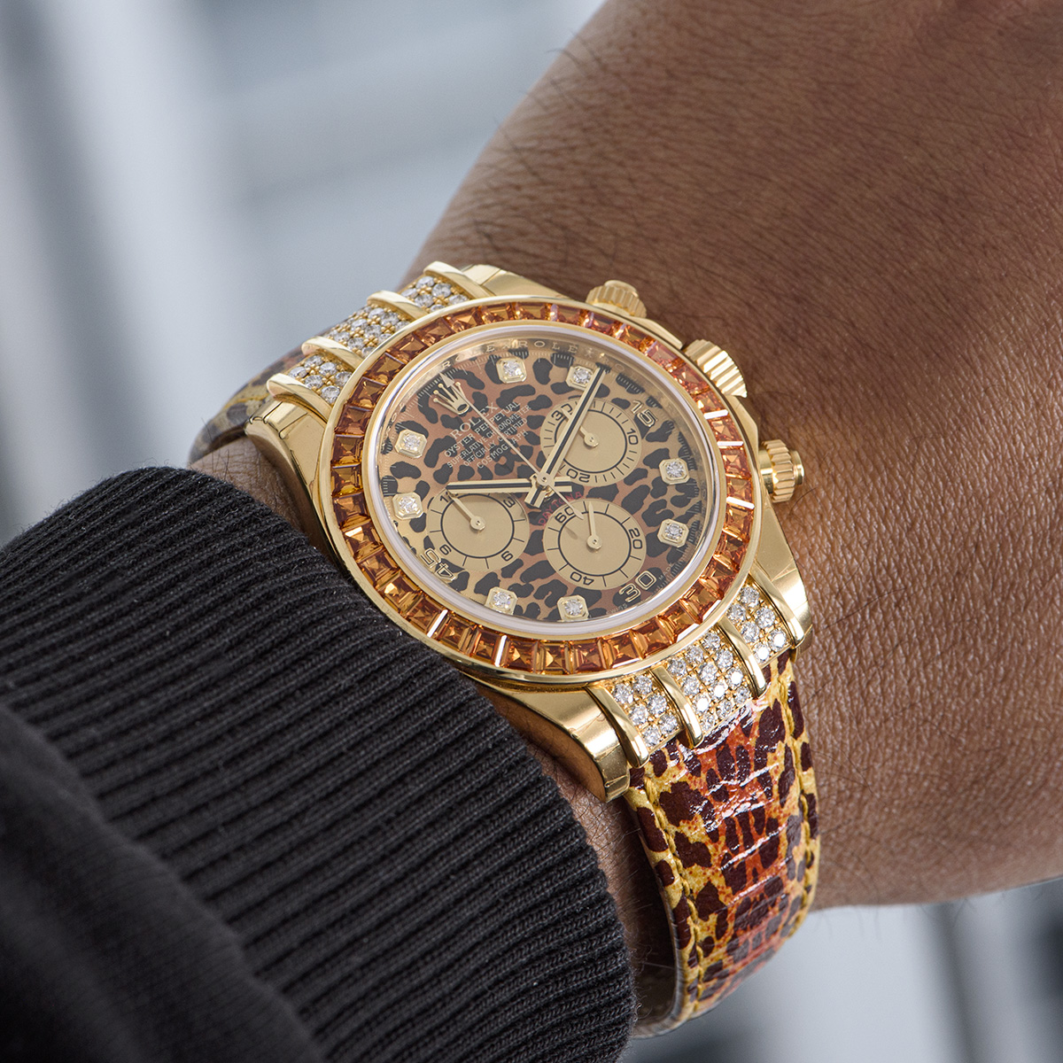 Rolex Daytona Leopard Gold Dia & Sapph Set 116598SACO WatchCentre ...