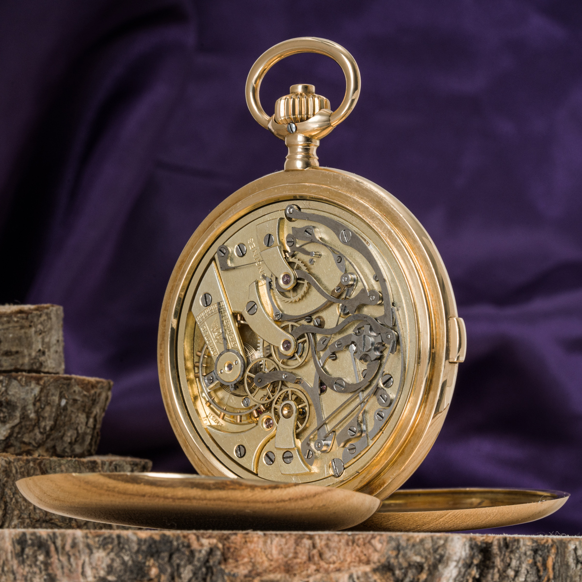 Longines. A Heavy 18ct Gold Keyless Lever Full Hunter Chronograph ...