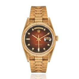 Rolex Day-Date 36mm Maroon Vignette Diamond Dial Yellow Gold 18238 ...